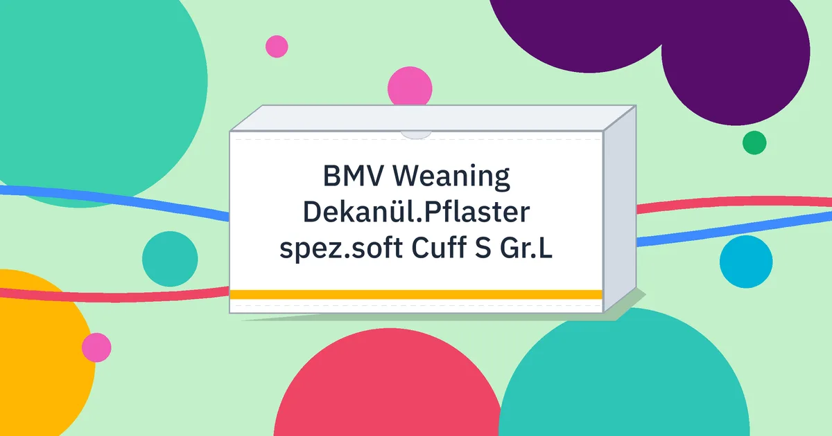 Symbolbild: Packung mit der Aufschrift BMV Weaning Dekanül.Pflaster spez.soft Cuff S Gr.L (PZN 16608637) – Verfügbarkeit und Bezug in Apotheken in Frankfurt am Main