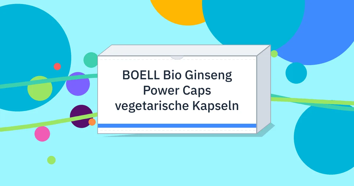Symbolbild: Packung mit der Aufschrift BOELL Bio Ginseng Power Caps vegetarische Kapseln (PZN 05350236) – Verfügbarkeit und Bezug in Apotheken in Frankfurt am Main