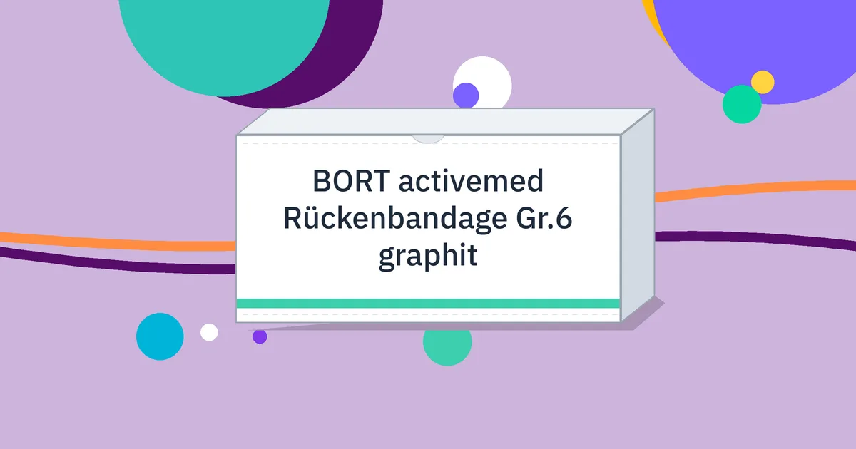 Symbolbild: Packung mit der Aufschrift BORT activemed Rückenbandage Gr.6 graphit (PZN 17582408) – Verfügbarkeit und Bezug in Apotheken in Frankfurt am Main