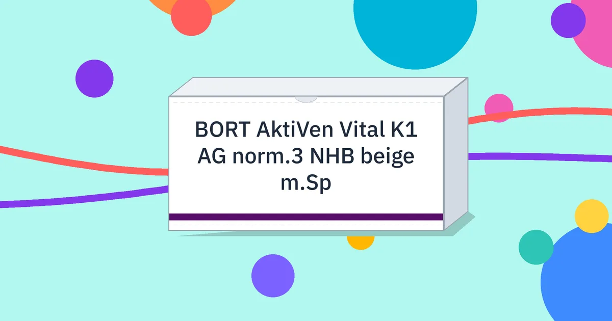 Symbolbild: Packung mit der Aufschrift BORT AktiVen Vital K1 AG norm.3 NHB beige m.Sp (PZN 13731082) – Verfügbarkeit und Bezug in Apotheken in Frankfurt am Main