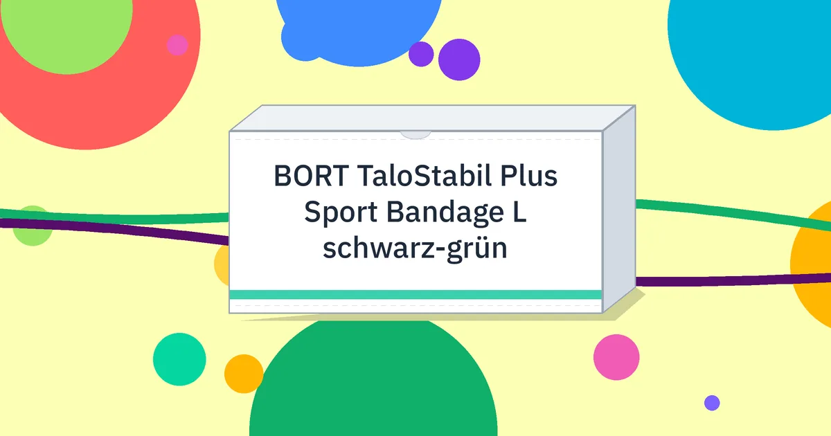 Symbolbild: Packung mit der Aufschrift BORT TaloStabil Plus Sport Bandage L schwarz-grün (PZN 12573379) – Verfügbarkeit und Bezug in Apotheken in Frankfurt am Main