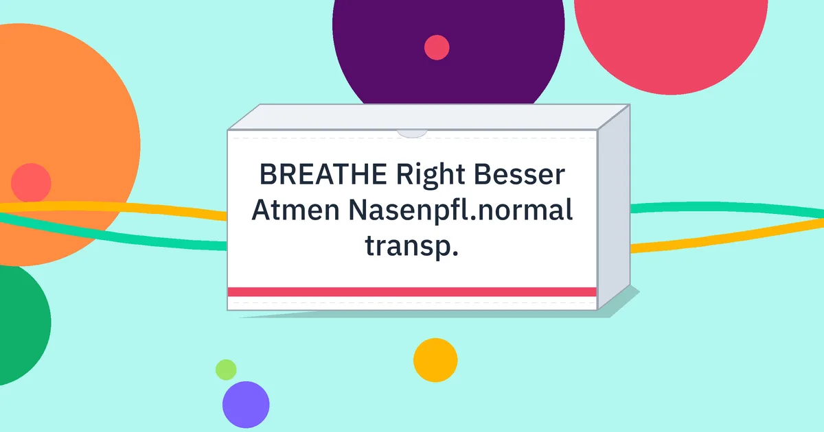 Symbolbild: Packung mit der Aufschrift BREATHE Right Besser Atmen Nasenpfl.normal transp. (PZN 18891844) – Verfügbarkeit und Bezug in Apotheken in Frankfurt am Main