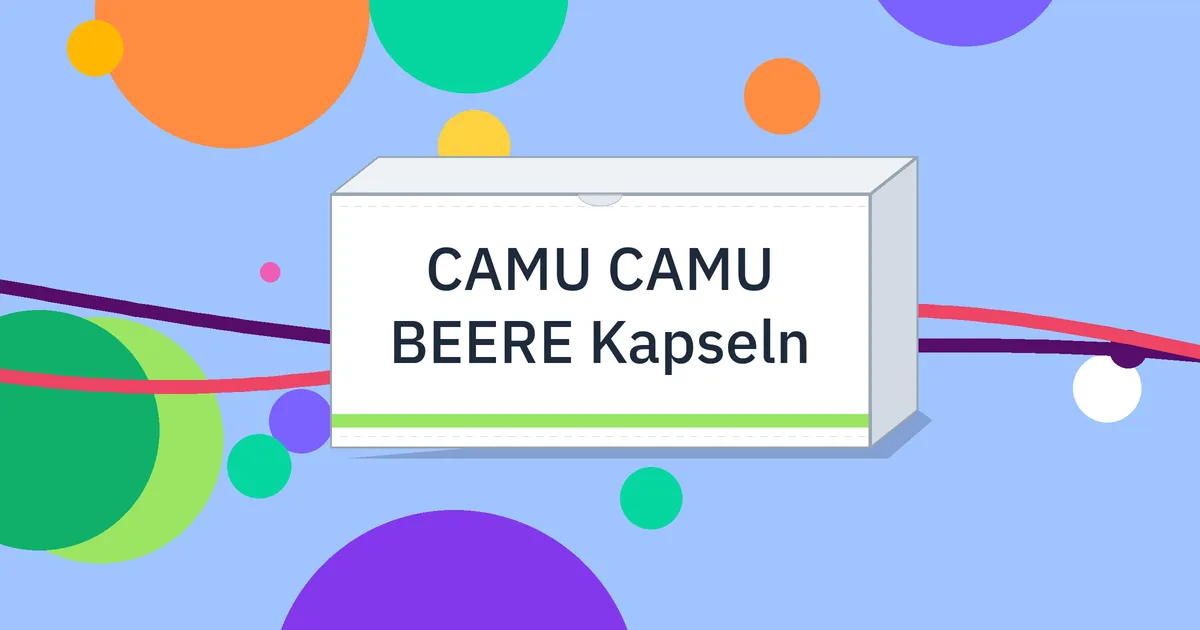 Symbolbild: Packung mit der Aufschrift CAMU CAMU BEERE Kapseln (PZN 11678343) – Verfügbarkeit und Bezug in Apotheken in Frankfurt am Main