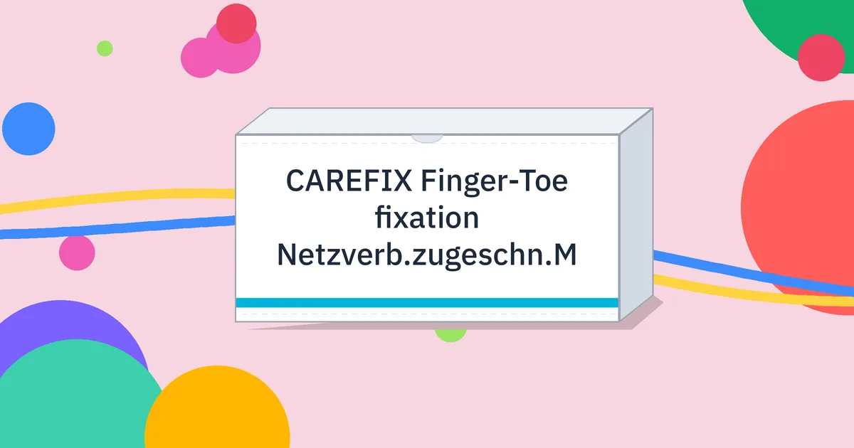 Symbolbild: Packung mit der Aufschrift CAREFIX Finger-Toe fixation Netzverb.zugeschn.M (PZN 11559839) – Verfügbarkeit und Bezug in Apotheken in Frankfurt am Main