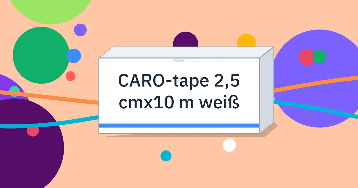 Symbolbild: Packung mit der Aufschrift CARO-tape 2,5 cmx10 m weiß (PZN 11670695) – Verfügbarkeit und Bezug in Apotheken in Frankfurt am Main