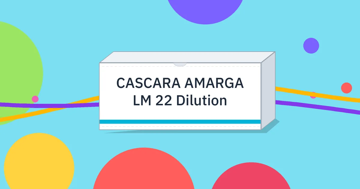 Symbolbild: Packung mit der Aufschrift CASCARA AMARGA LM 22 Dilution (PZN 13432540) – Verfügbarkeit und Bezug in Apotheken in Frankfurt am Main