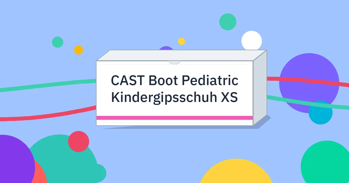 Symbolbild: Packung mit der Aufschrift CAST Boot Pediatric Kindergipsschuh XS (PZN 15608061) – Verfügbarkeit und Bezug in Apotheken in Frankfurt am Main