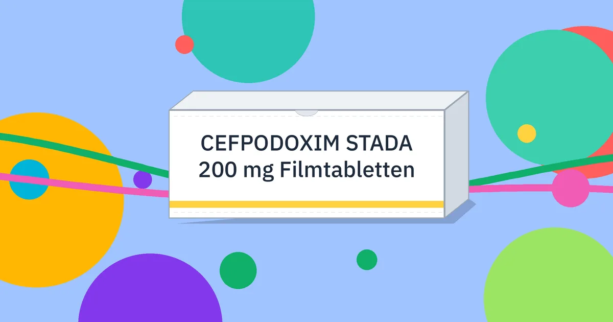 Symbolbild: Packung mit der Aufschrift CEFPODOXIM STADA 200 mg Filmtabletten (PZN 04366761) – Verfügbarkeit und Bezug in Apotheken in Frankfurt am Main