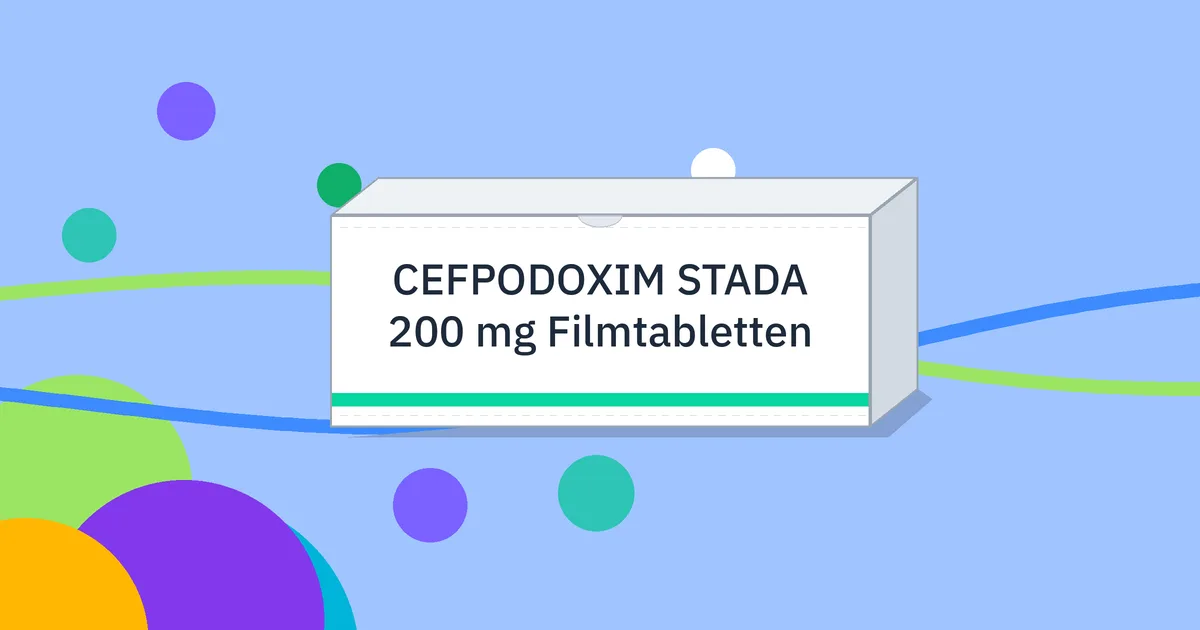 Symbolbild: Packung mit der Aufschrift CEFPODOXIM STADA 200 mg Filmtabletten (PZN 17601643) – Verfügbarkeit und Bezug in Apotheken in Frankfurt am Main