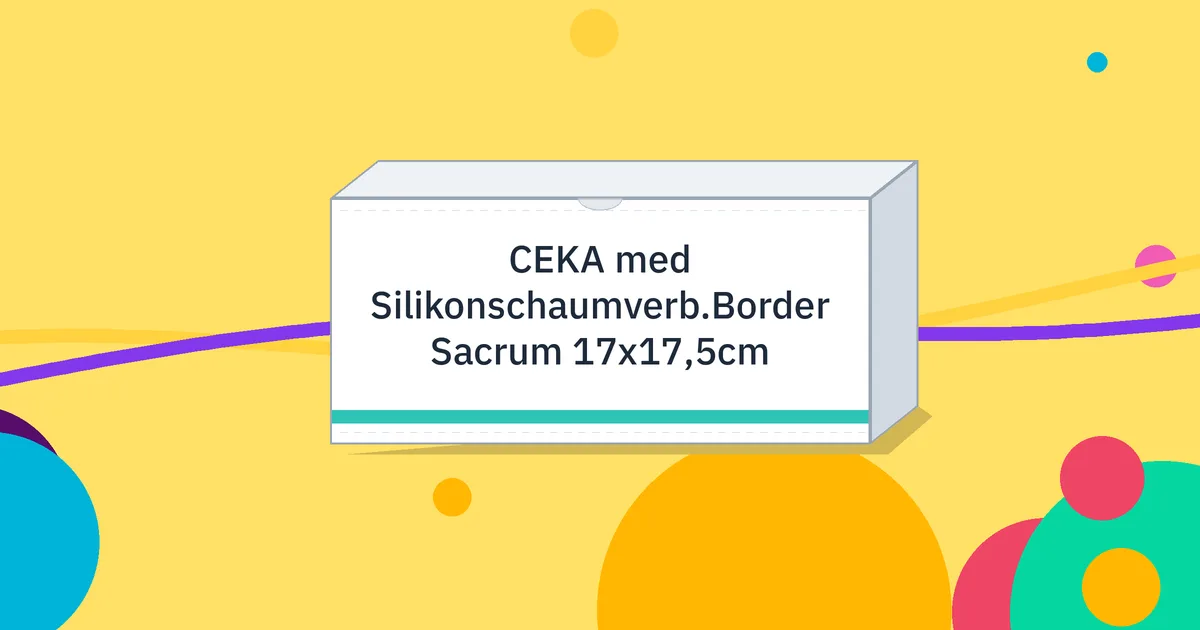 Symbolbild: Packung mit der Aufschrift CEKA med Silikonschaumverb.Border Sacrum 17x17,5cm (PZN 19276791) – Verfügbarkeit und Bezug in Apotheken in Frankfurt am Main