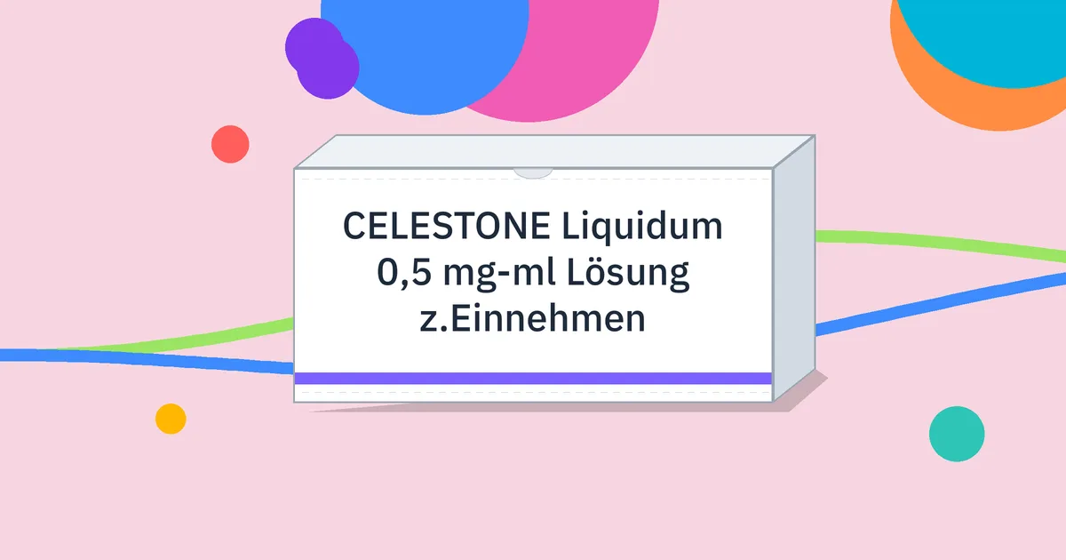 Symbolbild: Packung mit der Aufschrift CELESTONE Liquidum 0,5 mg-ml Lösung z.Einnehmen (PZN 19548226) – Verfügbarkeit und Bezug in Apotheken in Frankfurt am Main