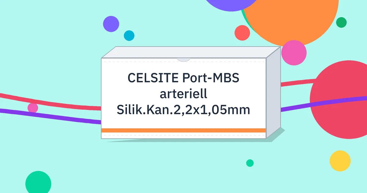 Symbolbild: Packung mit der Aufschrift CELSITE Port-MBS arteriell Silik.Kan.2,2x1,05mm (PZN 06868076) – Verfügbarkeit und Bezug in Apotheken in Frankfurt am Main