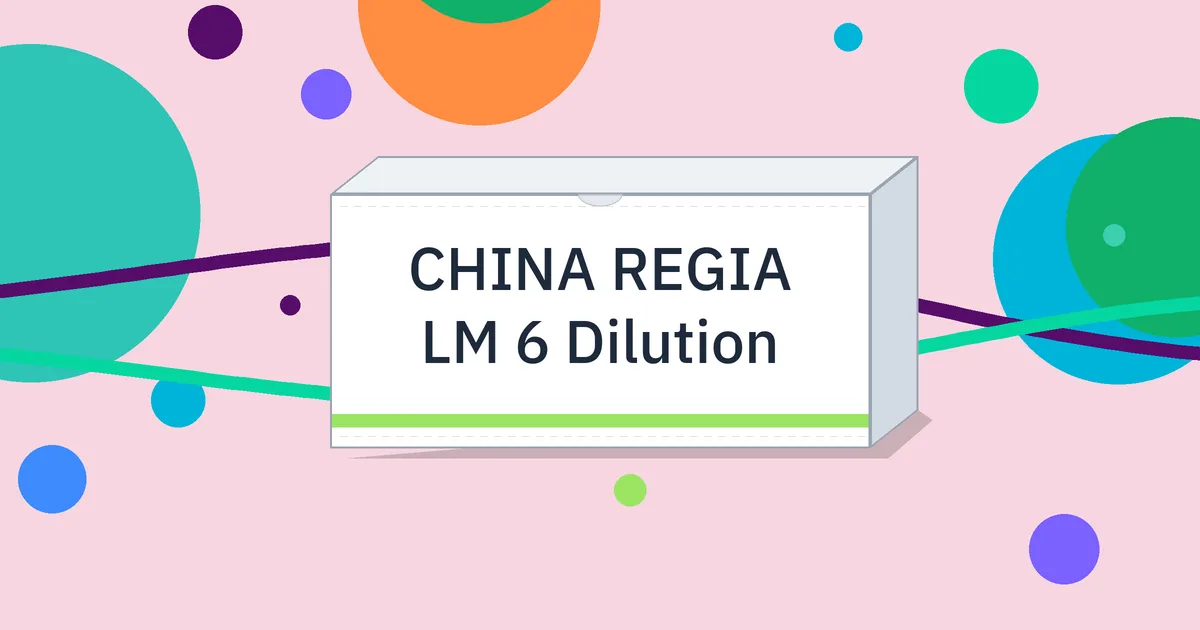 Symbolbild: Packung mit der Aufschrift CHINA REGIA LM 6 Dilution (PZN 12814185) – Verfügbarkeit und Bezug in Apotheken in Frankfurt am Main
