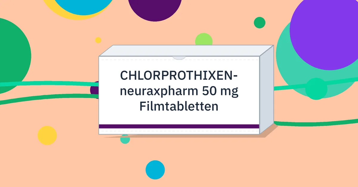 Symbolbild: Packung mit der Aufschrift CHLORPROTHIXEN-neuraxpharm 50 mg Filmtabletten (PZN 07464010) – Verfügbarkeit und Bezug in Apotheken in Frankfurt am Main