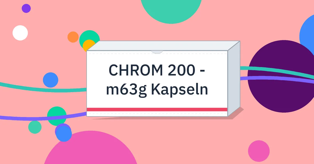 Symbolbild: Packung mit der Aufschrift CHROM 200 -m63g Kapseln (PZN 15736899) – Verfügbarkeit und Bezug in Apotheken in Frankfurt am Main