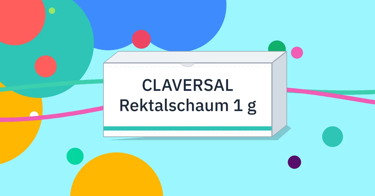 Symbolbild: Packung mit der Aufschrift CLAVERSAL Rektalschaum 1 g (PZN 06064001) – Verfügbarkeit und Bezug in Apotheken in Frankfurt am Main