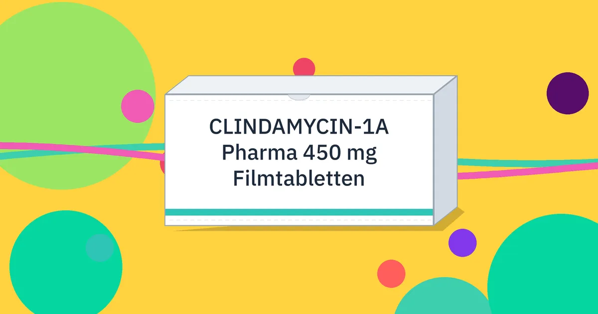 Symbolbild: Packung mit der Aufschrift CLINDAMYCIN-1A Pharma 450 mg Filmtabletten (PZN 01744949) – Verfügbarkeit und Bezug in Apotheken in Frankfurt am Main
