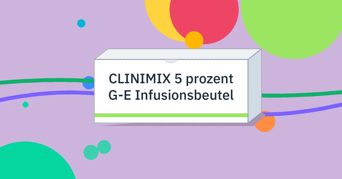 Symbolbild: Packung mit der Aufschrift CLINIMIX 5 prozent G-E Infusionsbeutel (PZN 01626799) – Verfügbarkeit und Bezug in Apotheken in Frankfurt am Main