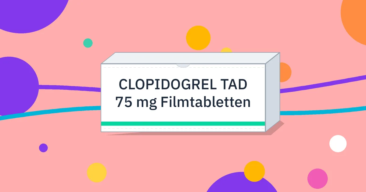 Symbolbild: Packung mit der Aufschrift CLOPIDOGREL TAD 75 mg Filmtabletten (PZN 09191533) – Verfügbarkeit und Bezug in Apotheken in Frankfurt am Main