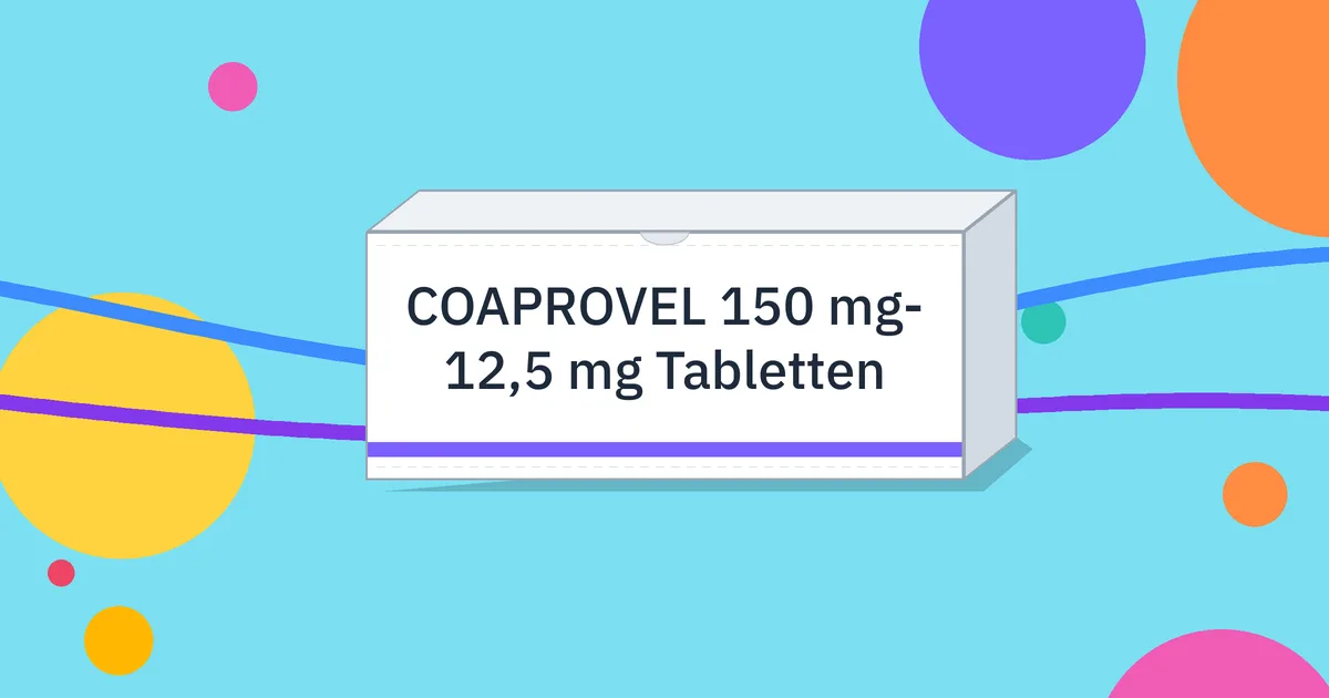 Symbolbild: Packung mit der Aufschrift COAPROVEL 150 mg-12,5 mg Tabletten (PZN 10199178) – Verfügbarkeit und Bezug in Apotheken in Frankfurt am Main