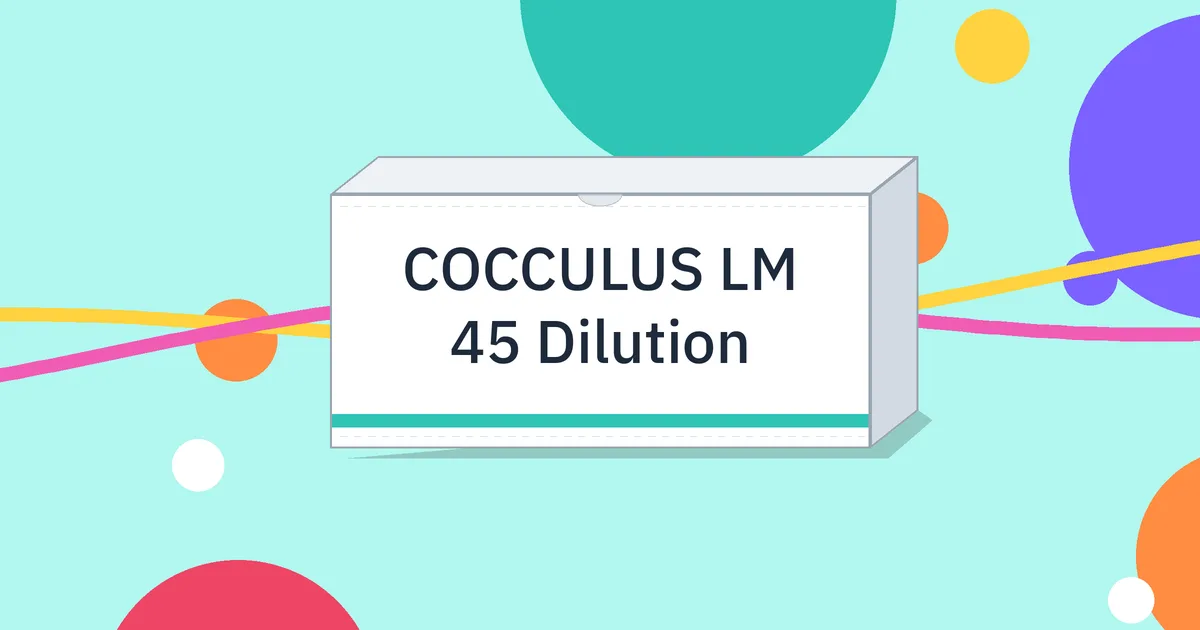 Symbolbild: Packung mit der Aufschrift COCCULUS LM 45 Dilution (PZN 12825177) – Verfügbarkeit und Bezug in Apotheken in Frankfurt am Main