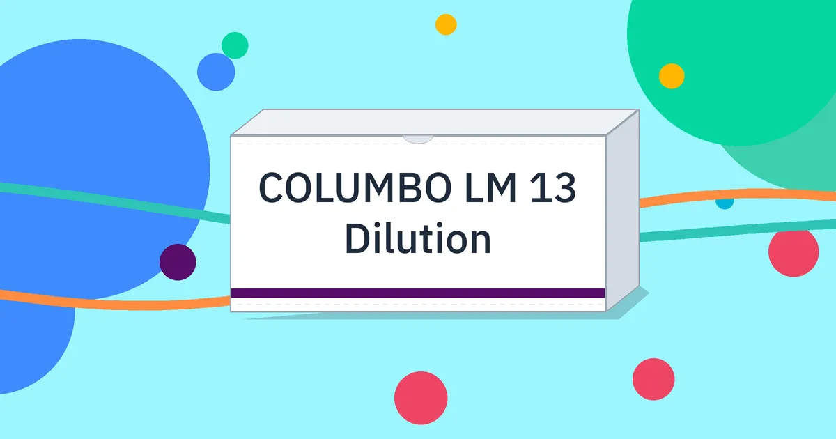 Symbolbild: Packung mit der Aufschrift COLUMBO LM 13 Dilution (PZN 13448771) – Verfügbarkeit und Bezug in Apotheken in Frankfurt am Main