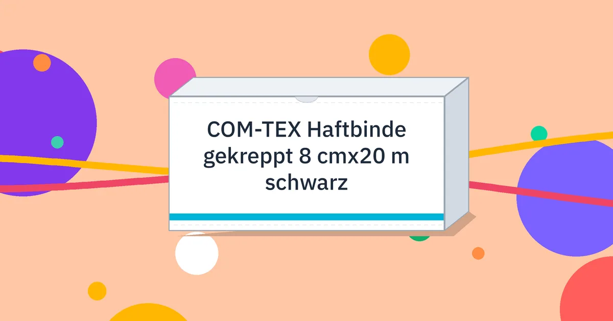 Symbolbild: Packung mit der Aufschrift COM-TEX Haftbinde gekreppt 8 cmx20 m schwarz (PZN 08824700) – Verfügbarkeit und Bezug in Apotheken in Frankfurt am Main