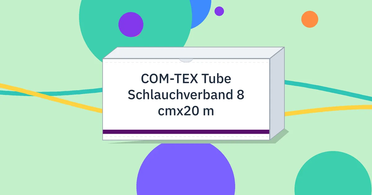 Symbolbild: Packung mit der Aufschrift COM-TEX Tube Schlauchverband 8 cmx20 m (PZN 04723296) – Verfügbarkeit und Bezug in Apotheken in Frankfurt am Main