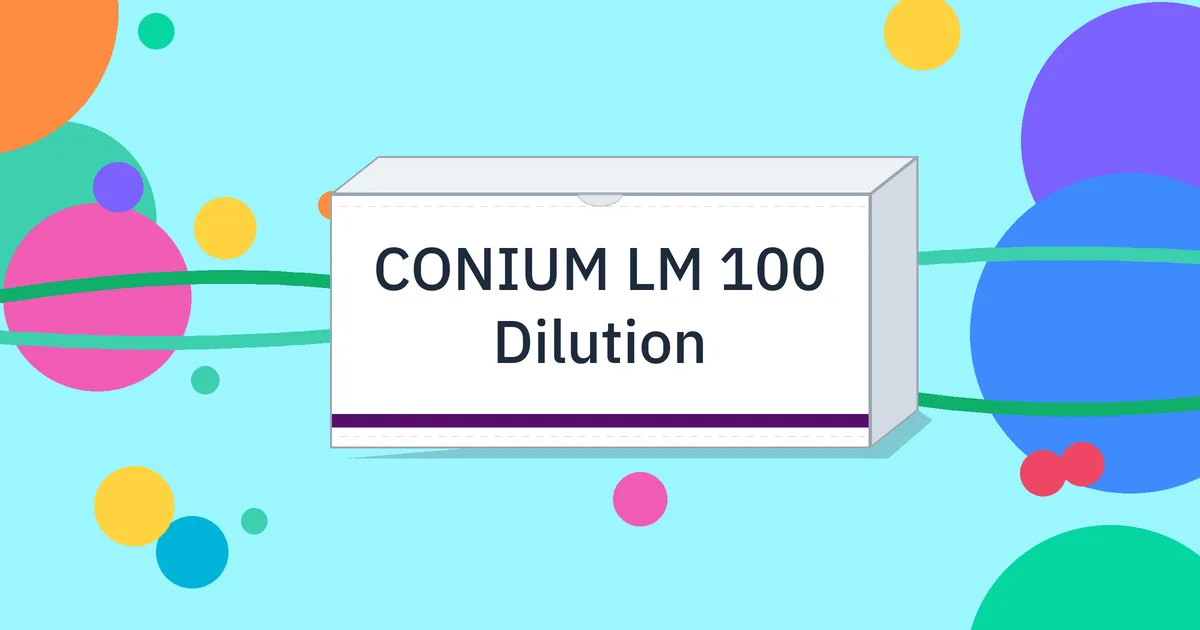 Symbolbild: Packung mit der Aufschrift CONIUM LM 100 Dilution (PZN 12833343) – Verfügbarkeit und Bezug in Apotheken in Frankfurt am Main