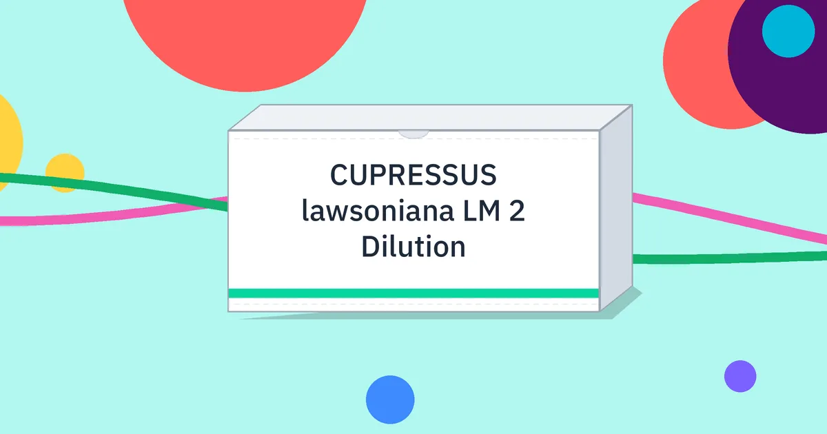 Symbolbild: Packung mit der Aufschrift CUPRESSUS lawsoniana LM 2 Dilution (PZN 13457623) – Verfügbarkeit und Bezug in Apotheken in Frankfurt am Main