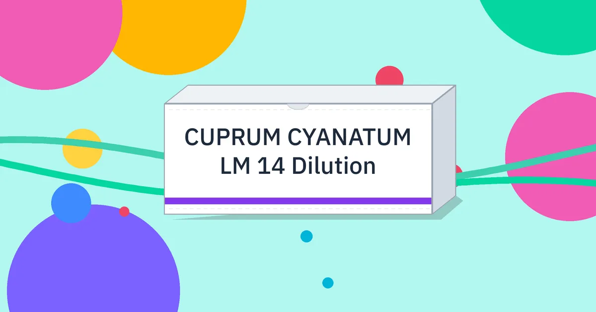 Symbolbild: Packung mit der Aufschrift CUPRUM CYANATUM LM 14 Dilution (PZN 13458203) – Verfügbarkeit und Bezug in Apotheken in Frankfurt am Main