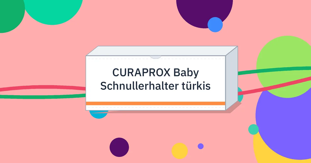 Symbolbild: Packung mit der Aufschrift CURAPROX Baby Schnullerhalter türkis (PZN 19119666) – Verfügbarkeit und Bezug in Apotheken in Frankfurt am Main