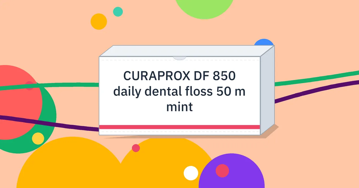 Symbolbild: Packung mit der Aufschrift CURAPROX DF 850 daily dental floss 50 m mint (PZN 18501458) – Verfügbarkeit und Bezug in Apotheken in Frankfurt am Main