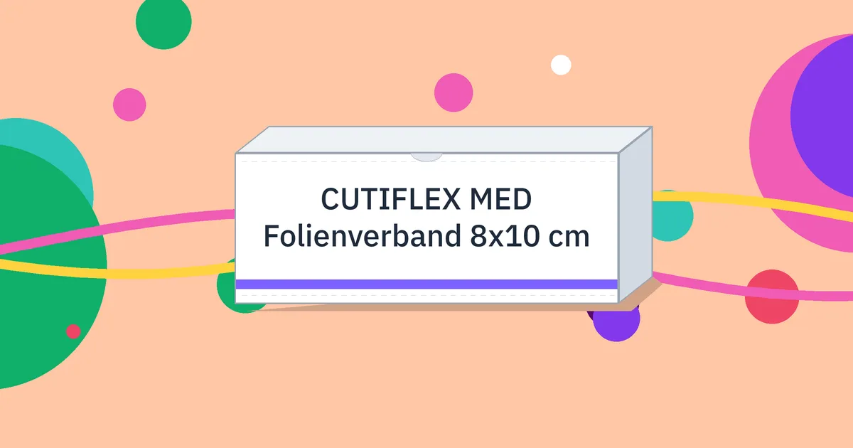 Symbolbild: Packung mit der Aufschrift CUTIFLEX MED Folienverband 8x10 cm (PZN 20111411) – Verfügbarkeit und Bezug in Apotheken in Frankfurt am Main