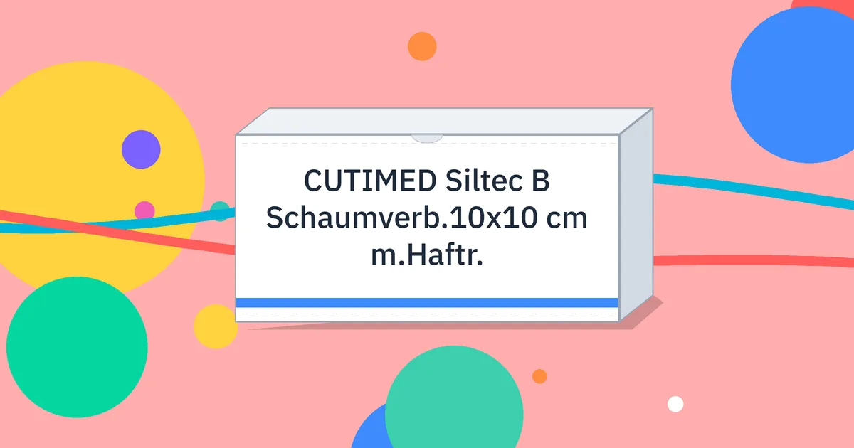 Symbolbild: Packung mit der Aufschrift CUTIMED Siltec B Schaumverb.10x10 cm m.Haftr. (PZN 15403962) – Verfügbarkeit und Bezug in Apotheken in Frankfurt am Main