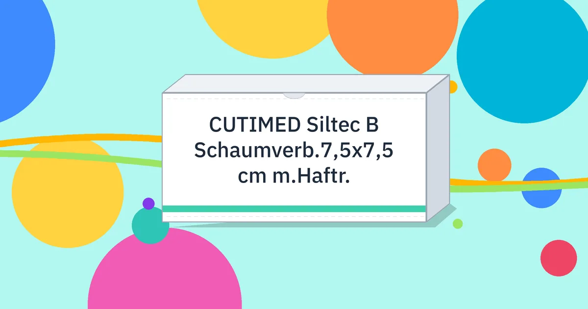Symbolbild: Packung mit der Aufschrift CUTIMED Siltec B Schaumverb.7,5x7,5 cm m.Haftr. (PZN 20543547) – Verfügbarkeit und Bezug in Apotheken in Frankfurt am Main
