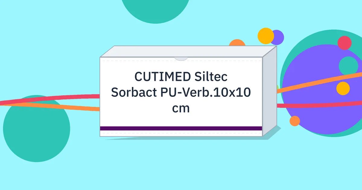 Symbolbild: Packung mit der Aufschrift CUTIMED Siltec Sorbact PU-Verb.10x10 cm (PZN 17433803) – Verfügbarkeit und Bezug in Apotheken in Frankfurt am Main