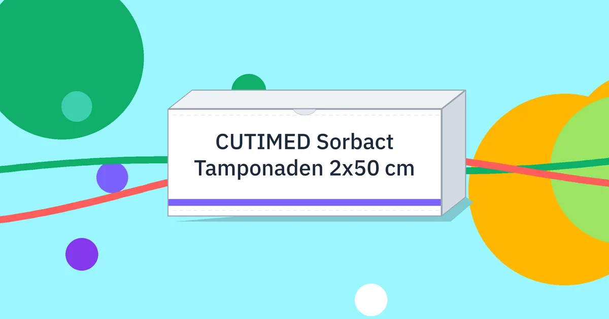 Symbolbild: Packung mit der Aufschrift CUTIMED Sorbact Tamponaden 2x50 cm (PZN 19700059) – Verfügbarkeit und Bezug in Apotheken in Frankfurt am Main