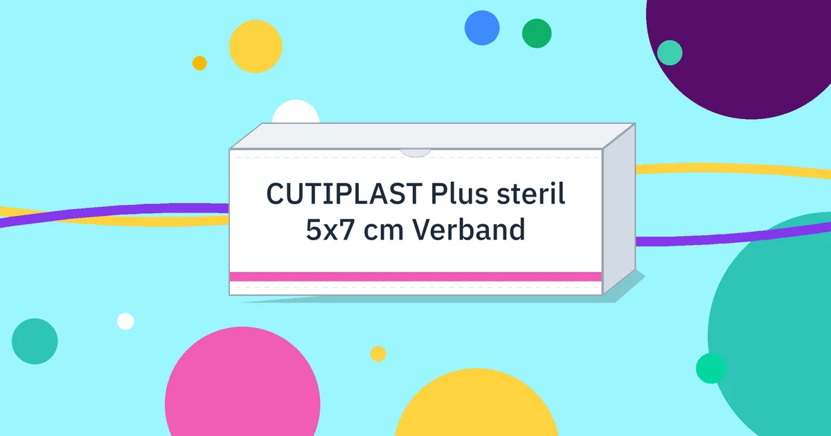 Symbolbild: Packung mit der Aufschrift CUTIPLAST Plus steril 5x7 cm Verband (PZN 16150575) – Verfügbarkeit und Bezug in Apotheken in Frankfurt am Main