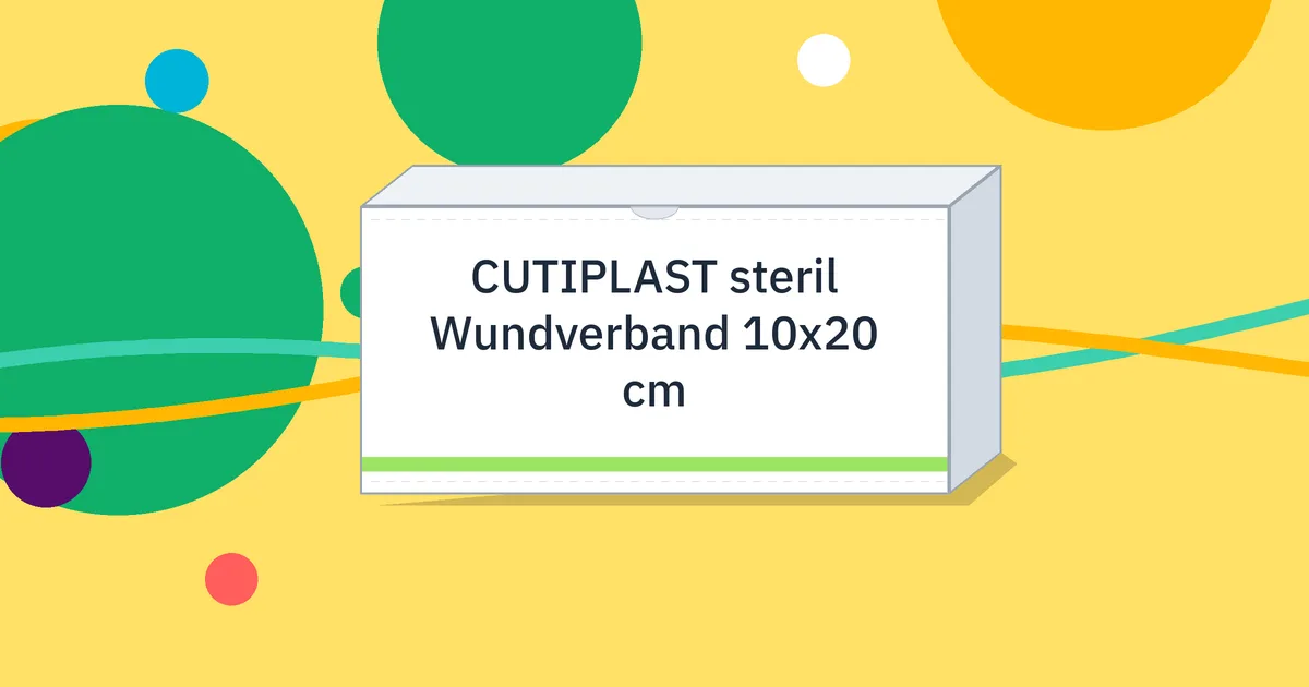Symbolbild: Packung mit der Aufschrift CUTIPLAST steril Wundverband 10x20 cm (PZN 14167181) – Verfügbarkeit und Bezug in Apotheken in Frankfurt am Main