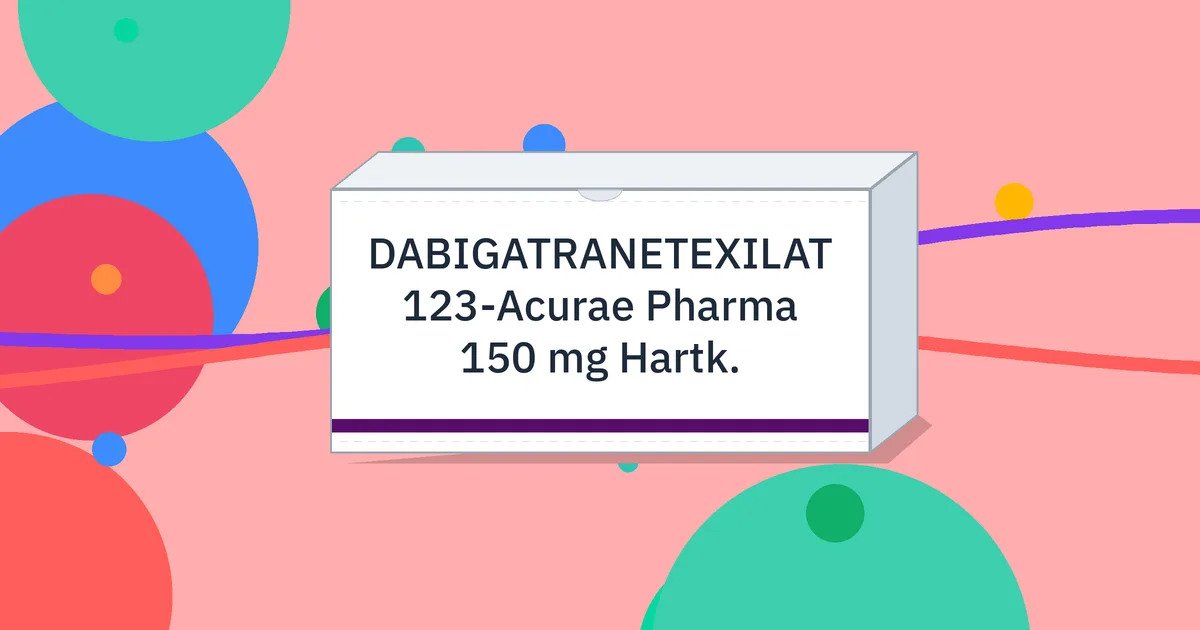 Symbolbild: Packung mit der Aufschrift DABIGATRANETEXILAT 123-Acurae Pharma 150 mg Hartk. (PZN 19135263) – Verfügbarkeit und Bezug in Apotheken in Frankfurt am Main