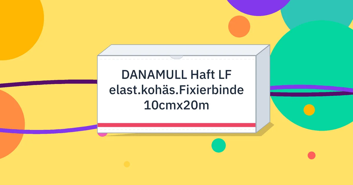 Symbolbild: Packung mit der Aufschrift DANAMULL Haft LF elast.kohäs.Fixierbinde 10cmx20m (PZN 20810451) – Verfügbarkeit und Bezug in Apotheken in Frankfurt am Main