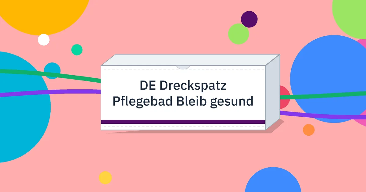 Symbolbild: Packung mit der Aufschrift DE Dreckspatz Pflegebad Bleib gesund (PZN 19495010) – Verfügbarkeit und Bezug in Apotheken in Frankfurt am Main