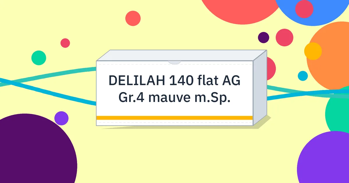 Symbolbild: Packung mit der Aufschrift DELILAH 140 flat AG Gr.4 mauve m.Sp. (PZN 14247359) – Verfügbarkeit und Bezug in Apotheken in Frankfurt am Main