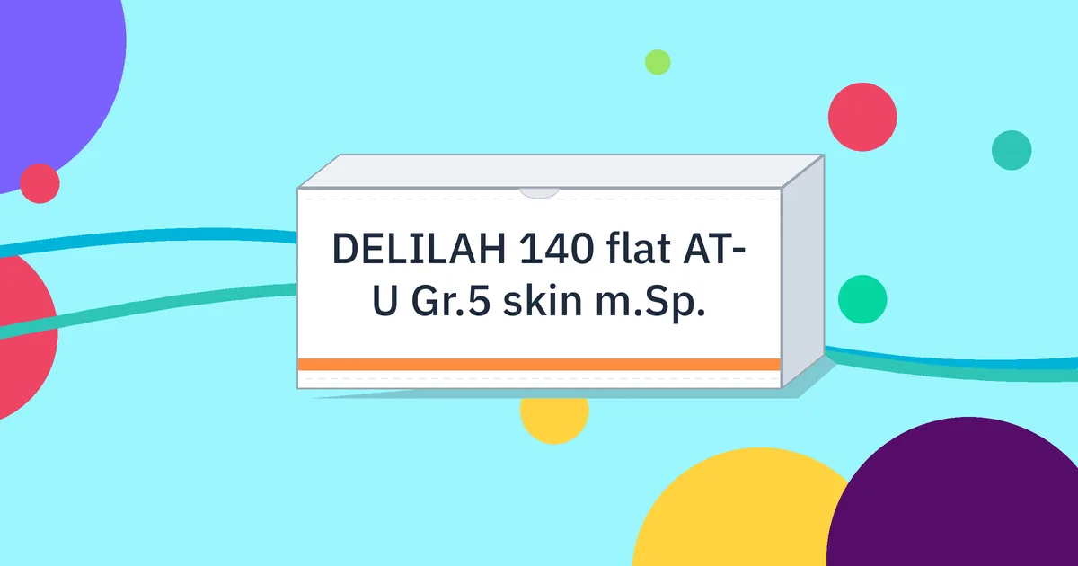 Symbolbild: Packung mit der Aufschrift DELILAH 140 flat AT-U Gr.5 skin m.Sp. (PZN 14248548) – Verfügbarkeit und Bezug in Apotheken in Frankfurt am Main