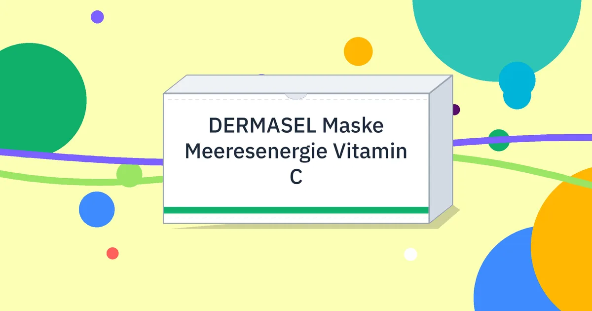 Symbolbild: Packung mit der Aufschrift DERMASEL Maske Meeresenergie Vitamin C (PZN 07234907) – Verfügbarkeit und Bezug in Apotheken in Frankfurt am Main