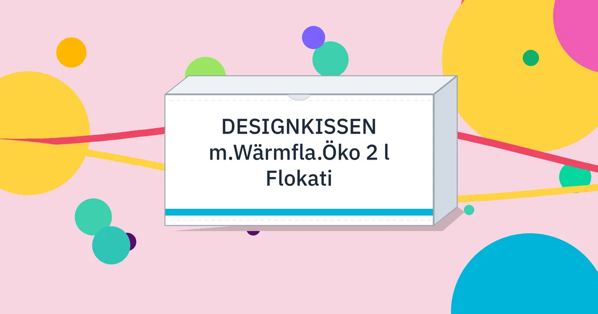 Symbolbild: Packung mit der Aufschrift DESIGNKISSEN m.Wärmfla.Öko 2 l Flokati (PZN 18251027) – Verfügbarkeit und Bezug in Apotheken in Frankfurt am Main