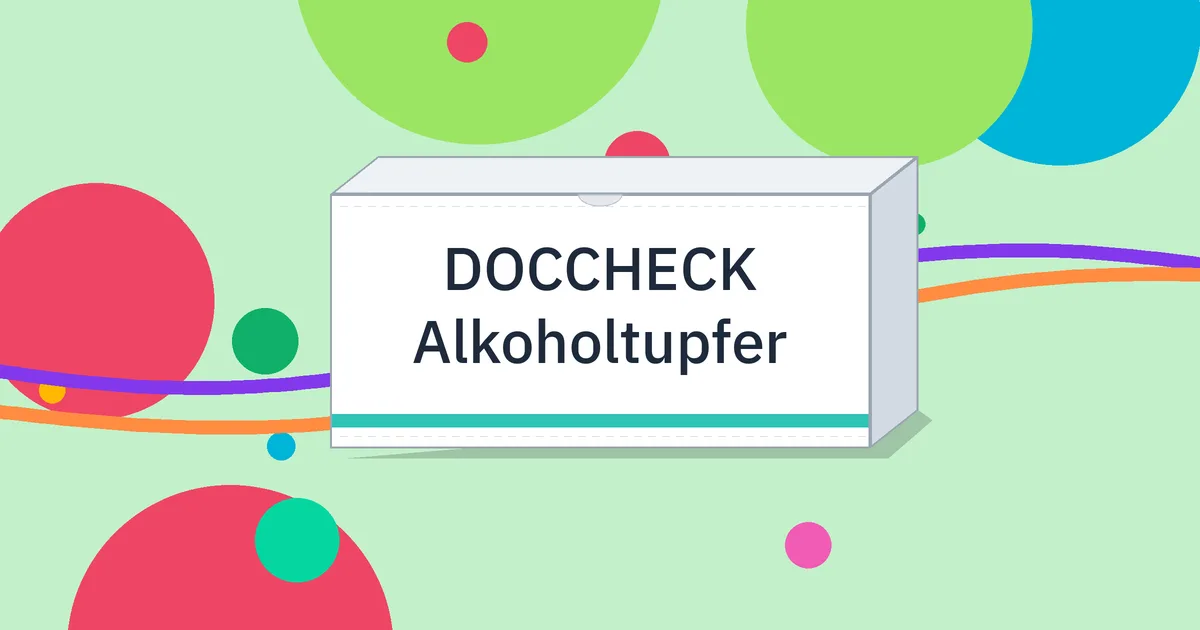 Symbolbild: Packung mit der Aufschrift DOCCHECK Alkoholtupfer (PZN 10526849) – Verfügbarkeit und Bezug in Apotheken in Frankfurt am Main