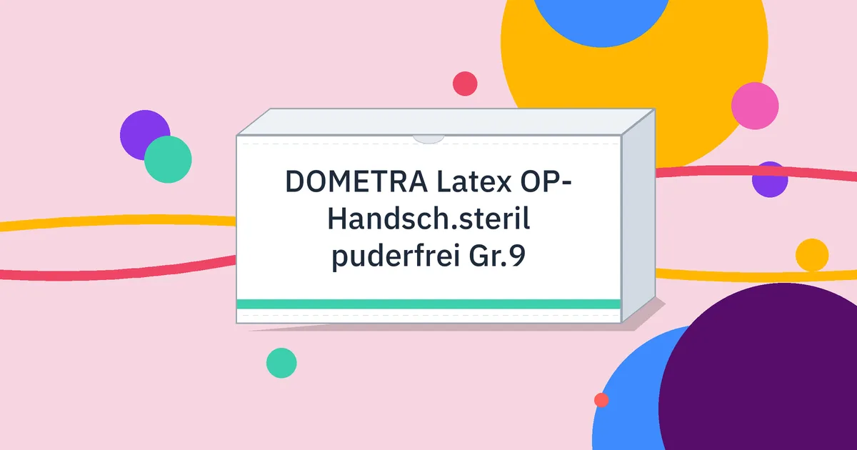 Symbolbild: Packung mit der Aufschrift DOMETRA Latex OP-Handsch.steril puderfrei Gr.9 (PZN 19477644) – Verfügbarkeit und Bezug in Apotheken in Frankfurt am Main