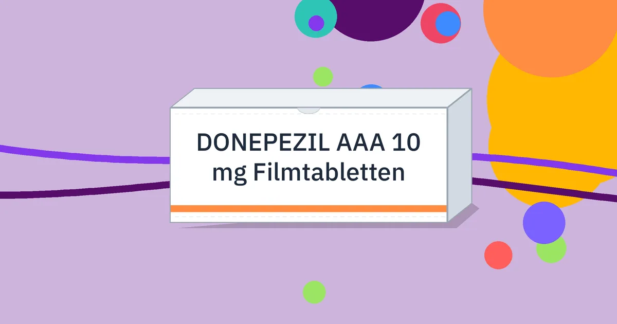 Symbolbild: Packung mit der Aufschrift DONEPEZIL AAA 10 mg Filmtabletten (PZN 08878972) – Verfügbarkeit und Bezug in Apotheken in Frankfurt am Main